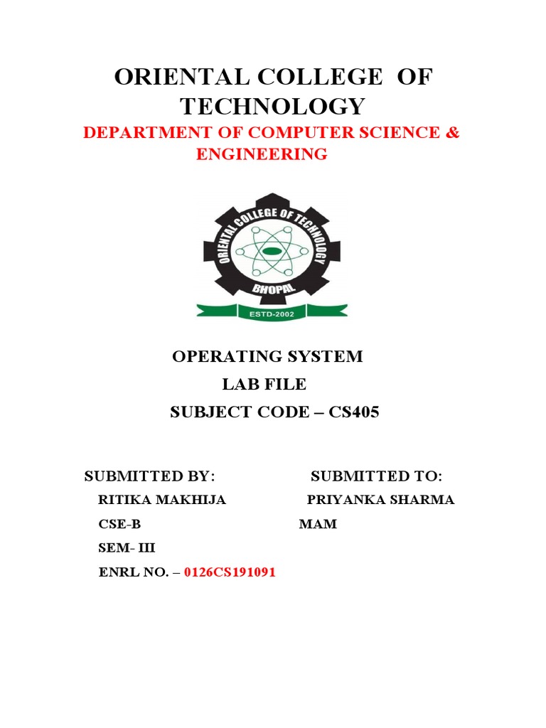 Oriental College of Technology: Department of Computer Science & Engineering | PDF | Computer ...
