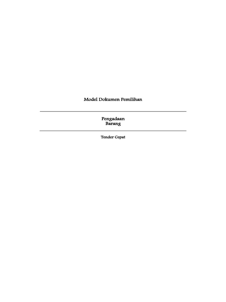 Panduan Tender Cepat Pengadaan Barang | PDF