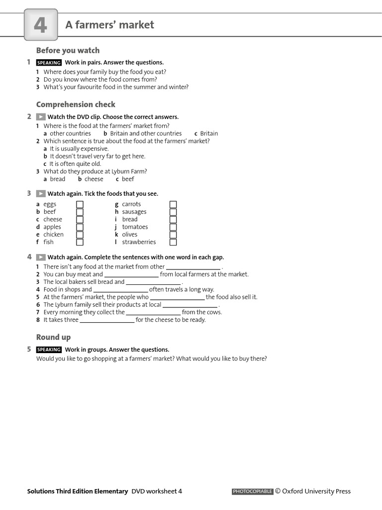 Unit 4 A Farmers Market | PDF | Cheese | Foods