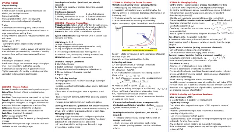 OPS - Cheat Sheet 1 | PDF | Standard Deviation | Inventory