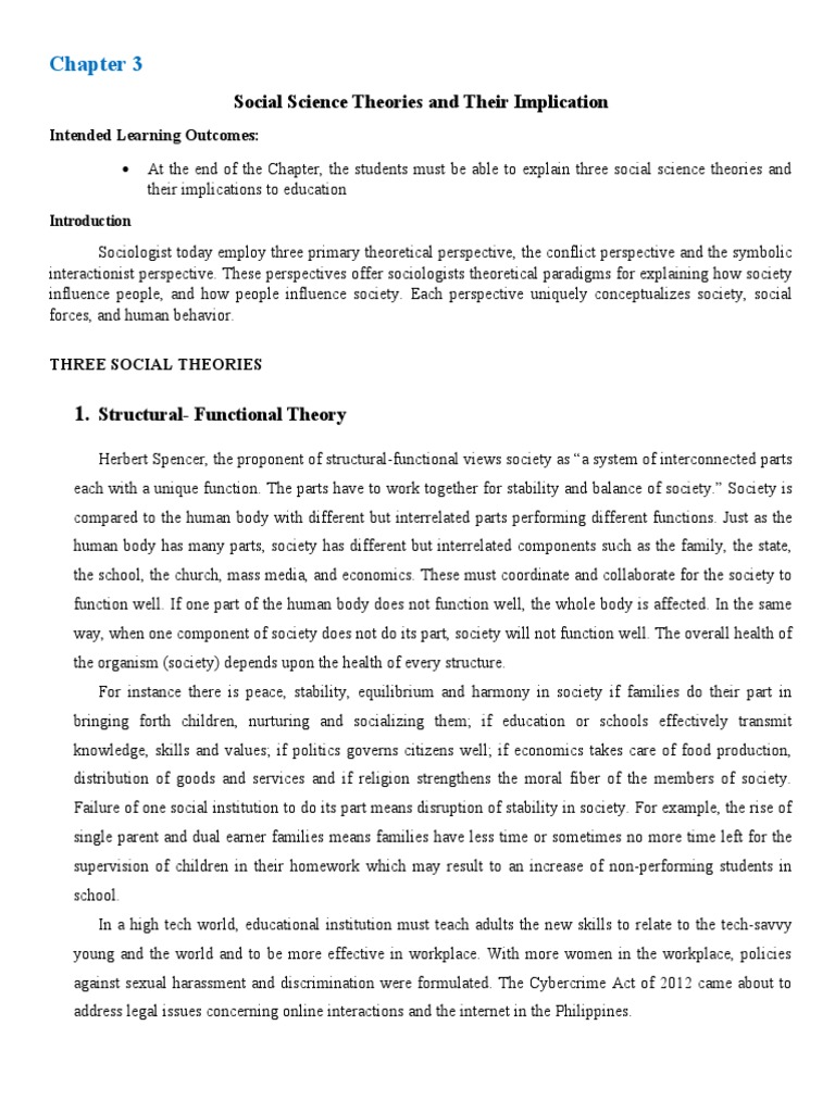 Chapter 3 Social Science Theories and Their Implication | PDF ...