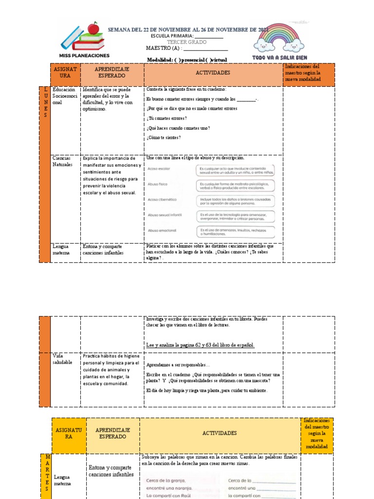 3°? S13 Plan Miss Mary-Fer | PDF | Postres