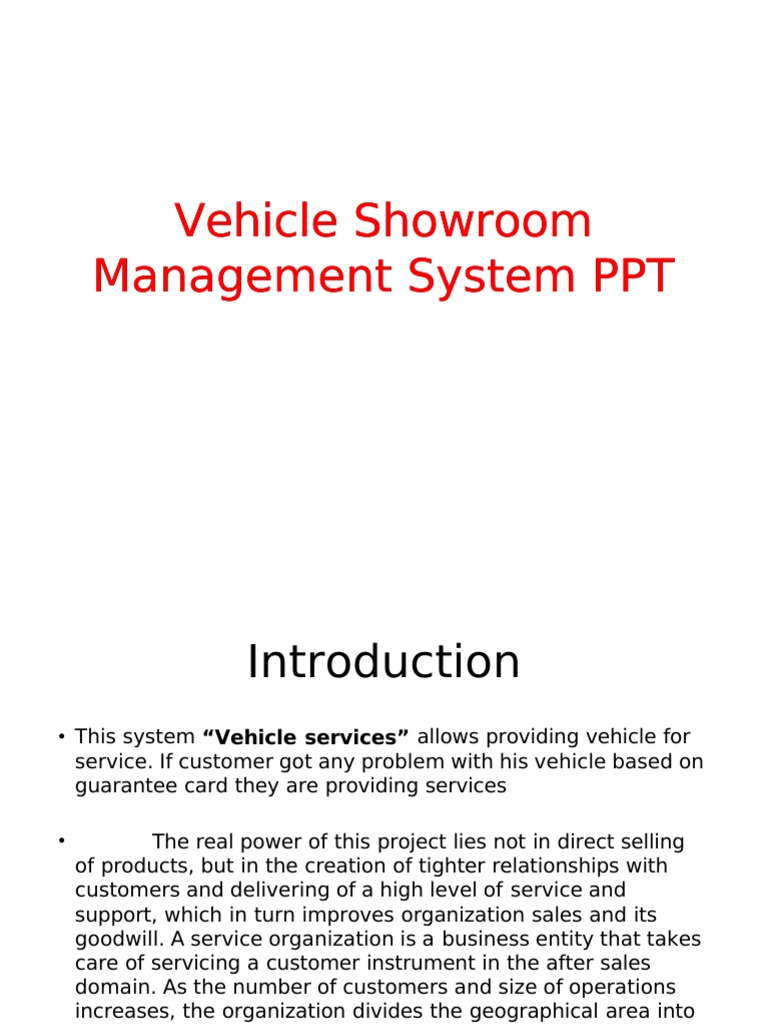Vehicle Showroom Management System | PDF | Information Technology ...