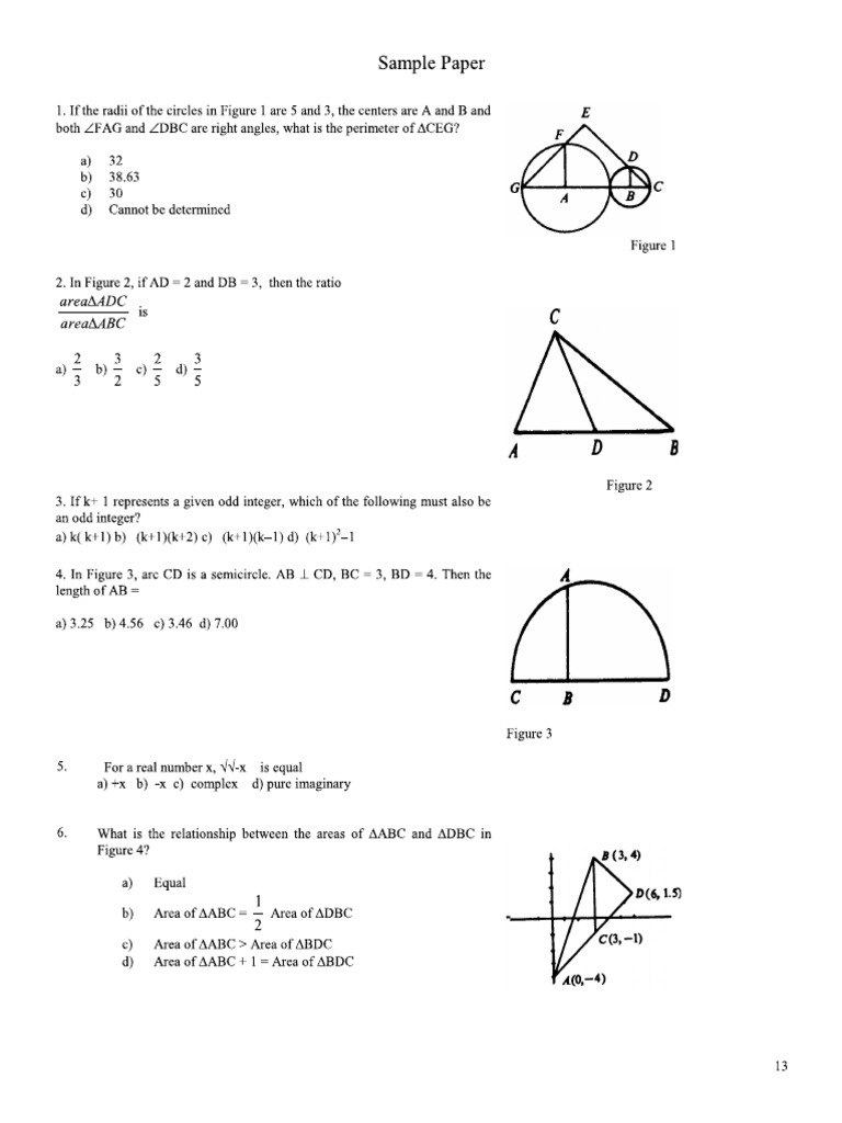 Maths Sample Paper | PDF