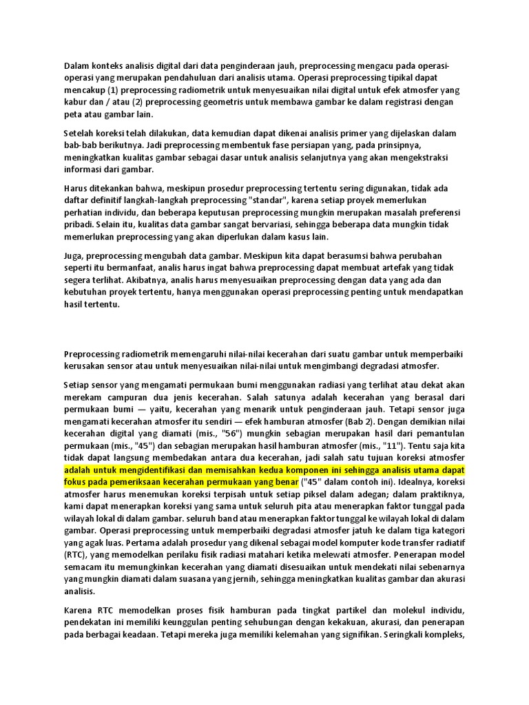 Remote Sensing Preprocessing | PDF