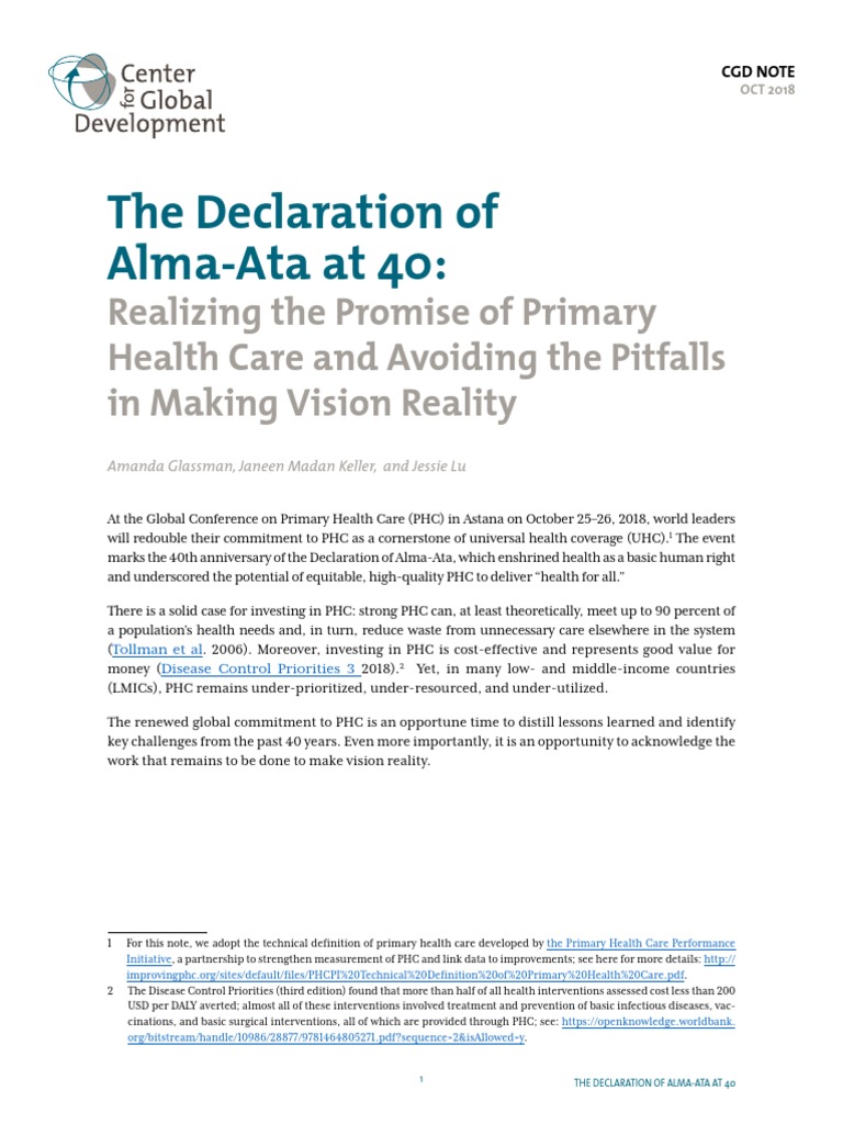 The Declaration of Alma-Ata at 40 | PDF | Primary Care | Health Care