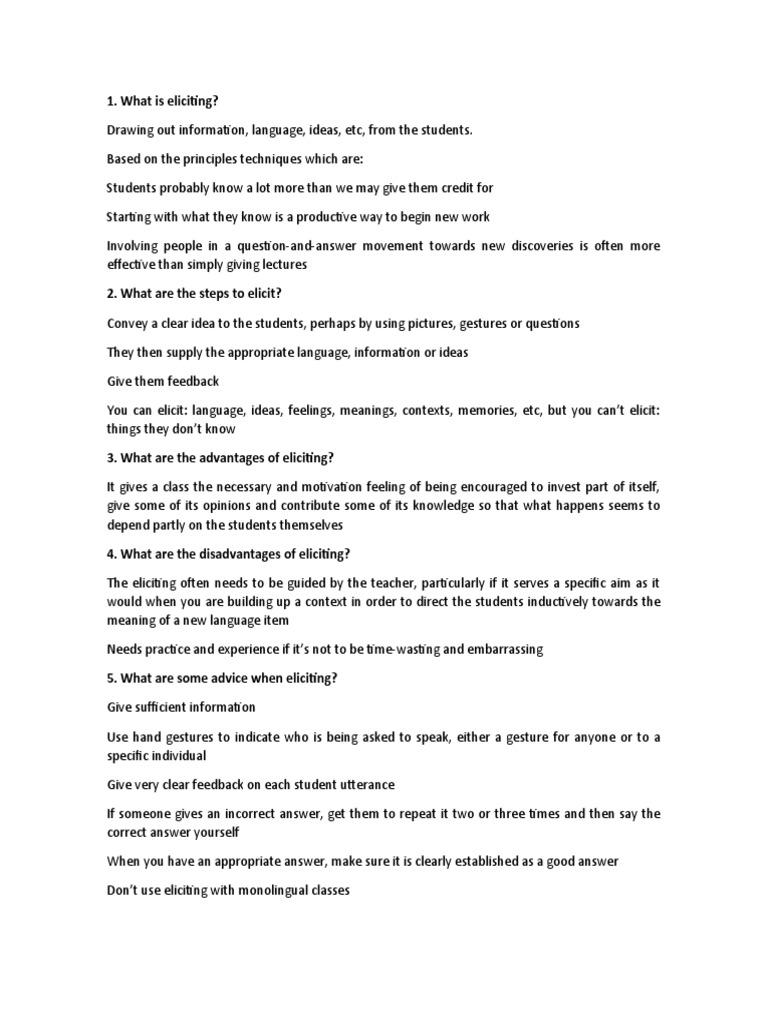 What Is Eliciting? | PDF | Teachers | Gesture