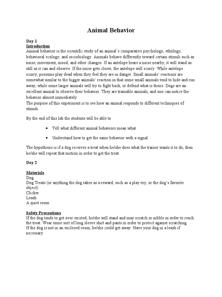 Animal Behavior Lab | PDF | Ethology | Experiment