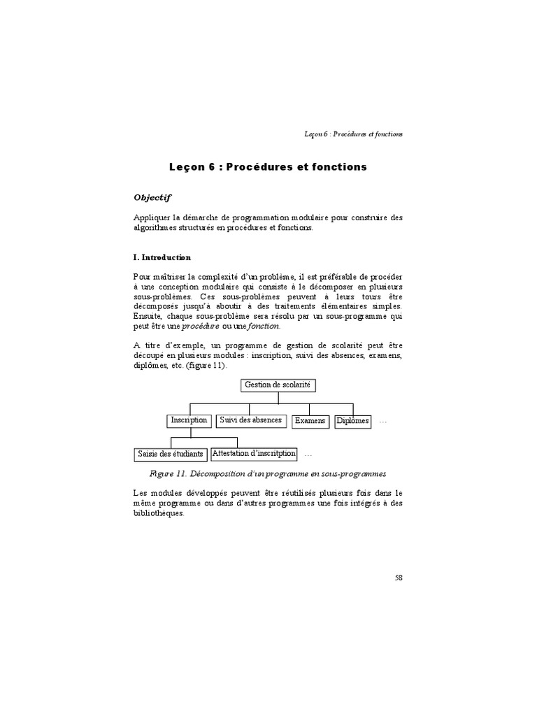 Cours Procédure Et Fonction | PDF | Paramètre (Programmation informatique) | Tableau (structure ...