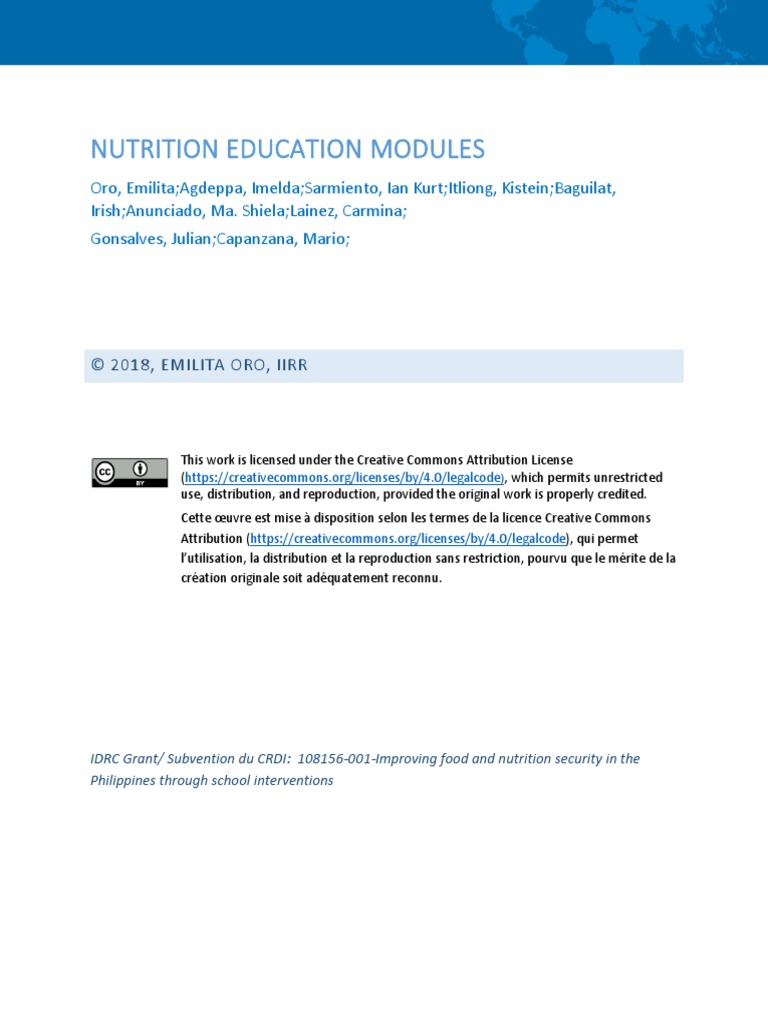Nutrition Education Modules | PDF | Nutrients | Human Nutrition