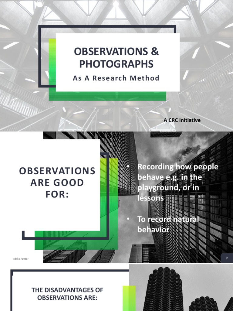 Observations & Photographs As Research Methods: A Guide to Using ...
