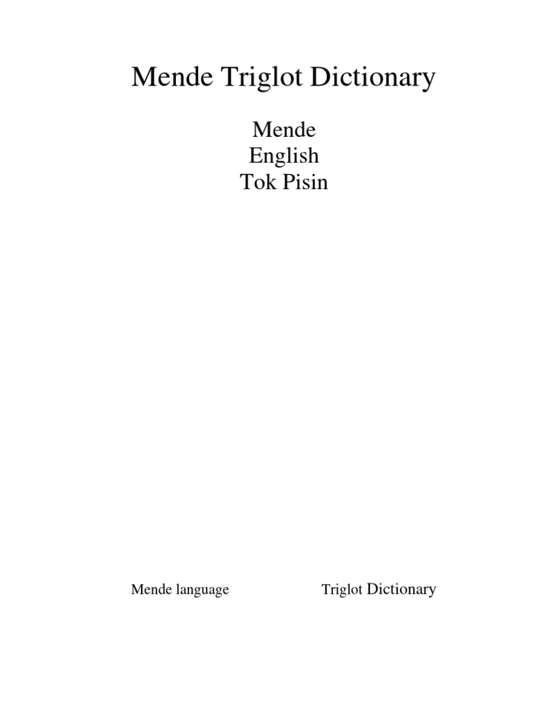 Mende Dictionary (Triglot) | PDF | Verb | English Language