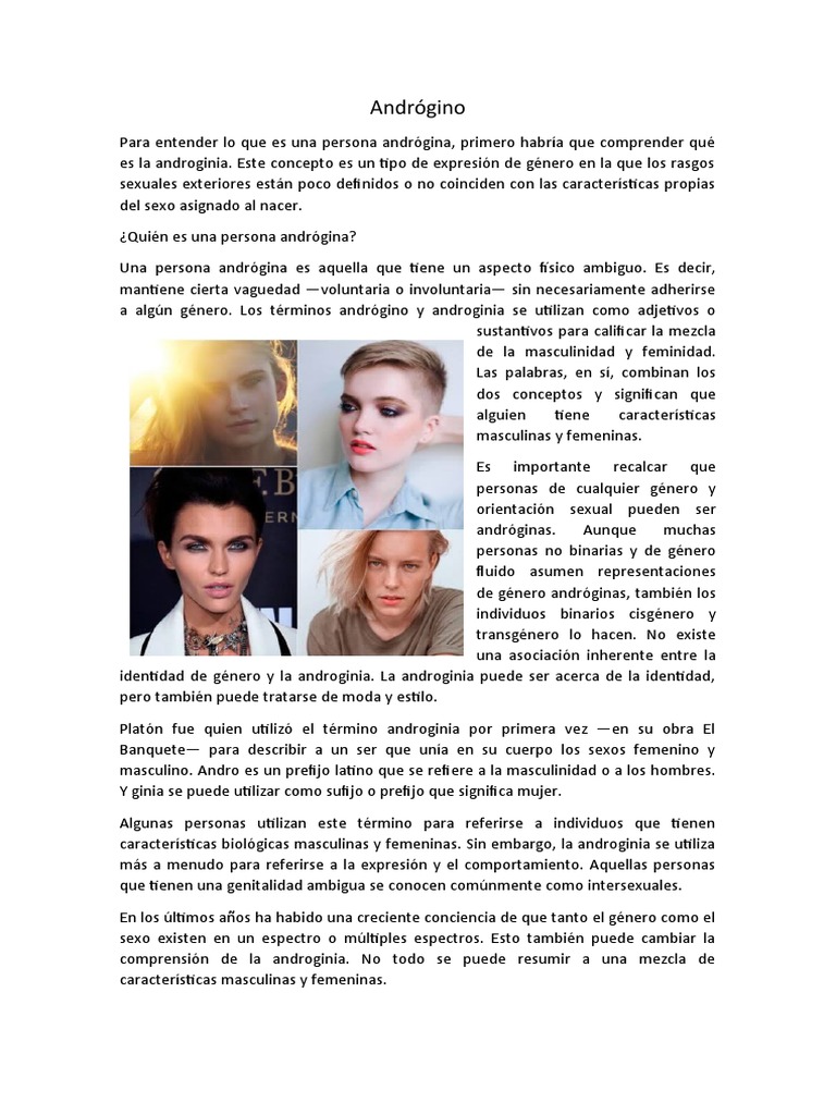 Definición de Andrógino y Androginia | PDF | Género | Estudios de género