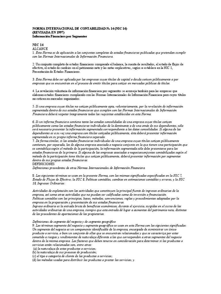 NIC 14 - Versión en Español | PDF | Contabilidad | Estado financiero