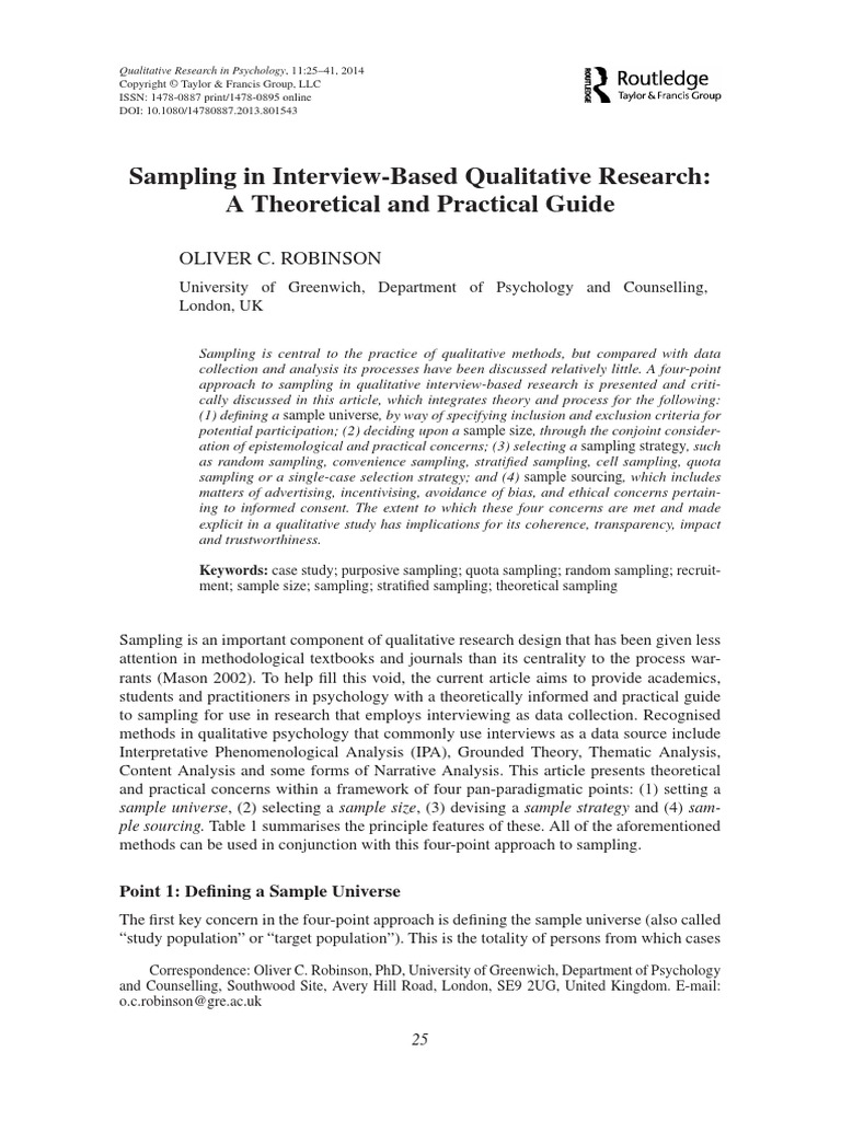 Sampling in Interview-Based Qualitative Research: A Theoretical and ...