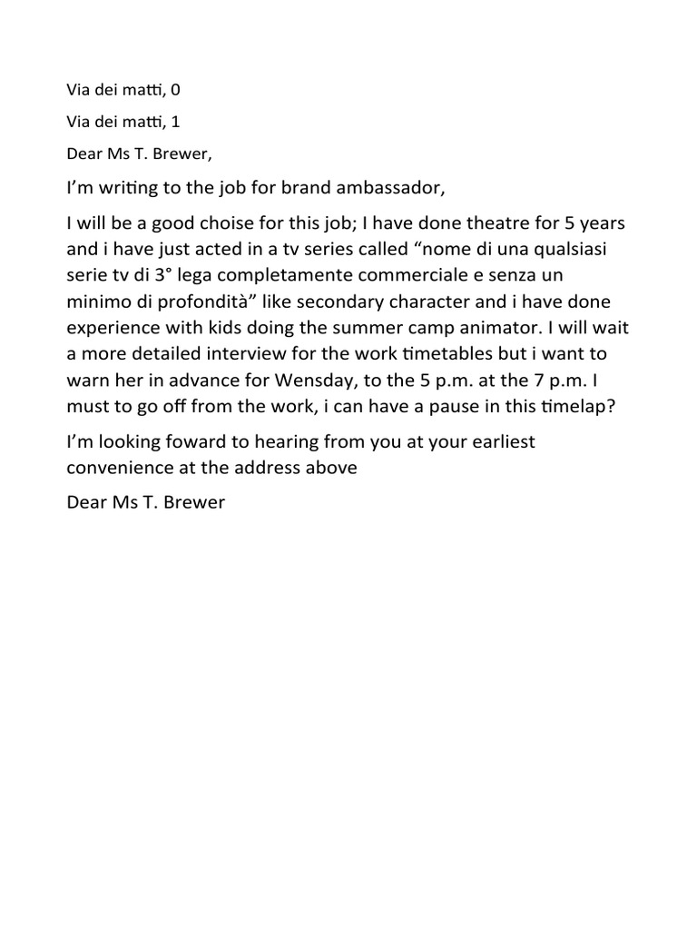 Lettera Formale | PDF