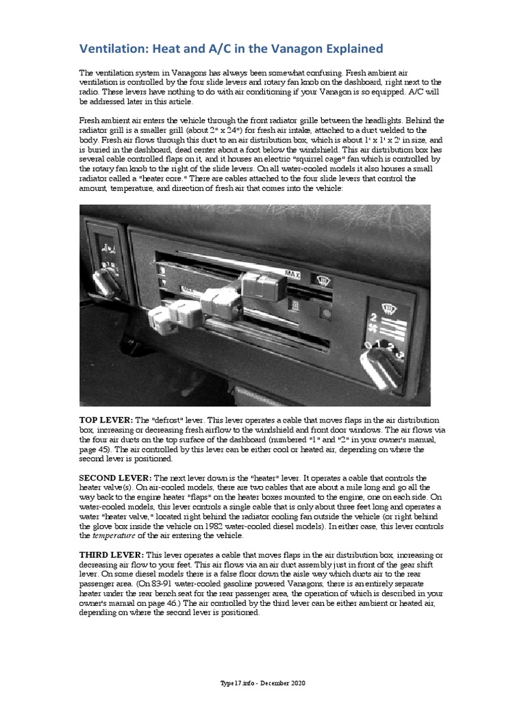 Vanagon Ventilation Guide | PDF | Air Conditioning | Motor Vehicle