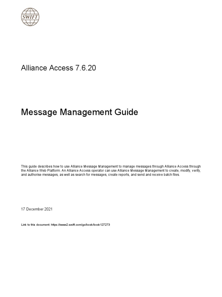 1.3.4 Alliance Access 7.6.20 - Message Management Guide | PDF | Login ...