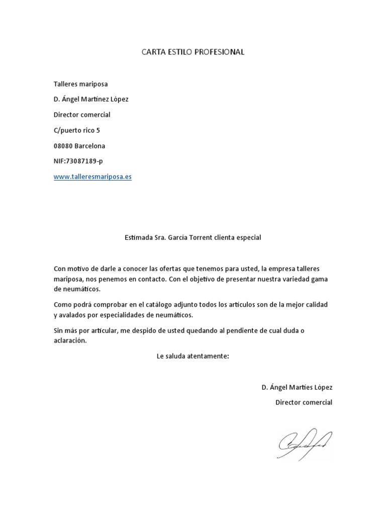 Carta Comercial Estilo Profesional | PDF