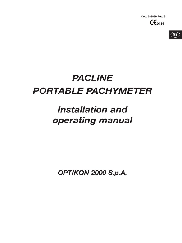 Pacline Portable Pachymeter Installation and Operating Manual | PDF ...