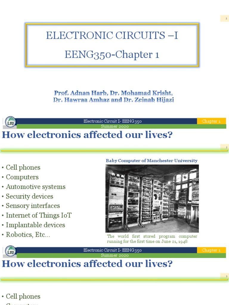 Electronic Circuits - I EENG350-Chapter 1 | PDF | Analogue Electronics | Electronics