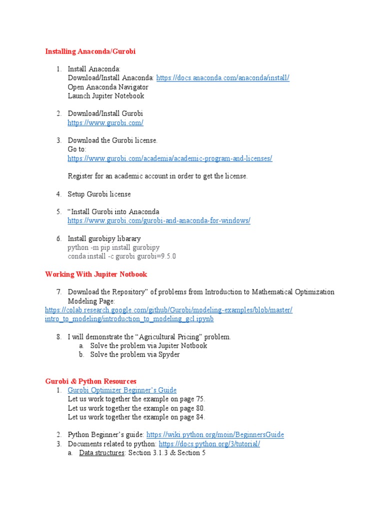 Installing Anaconda/Gurobi: Python - M Pip Install Gurobipy Conda ...