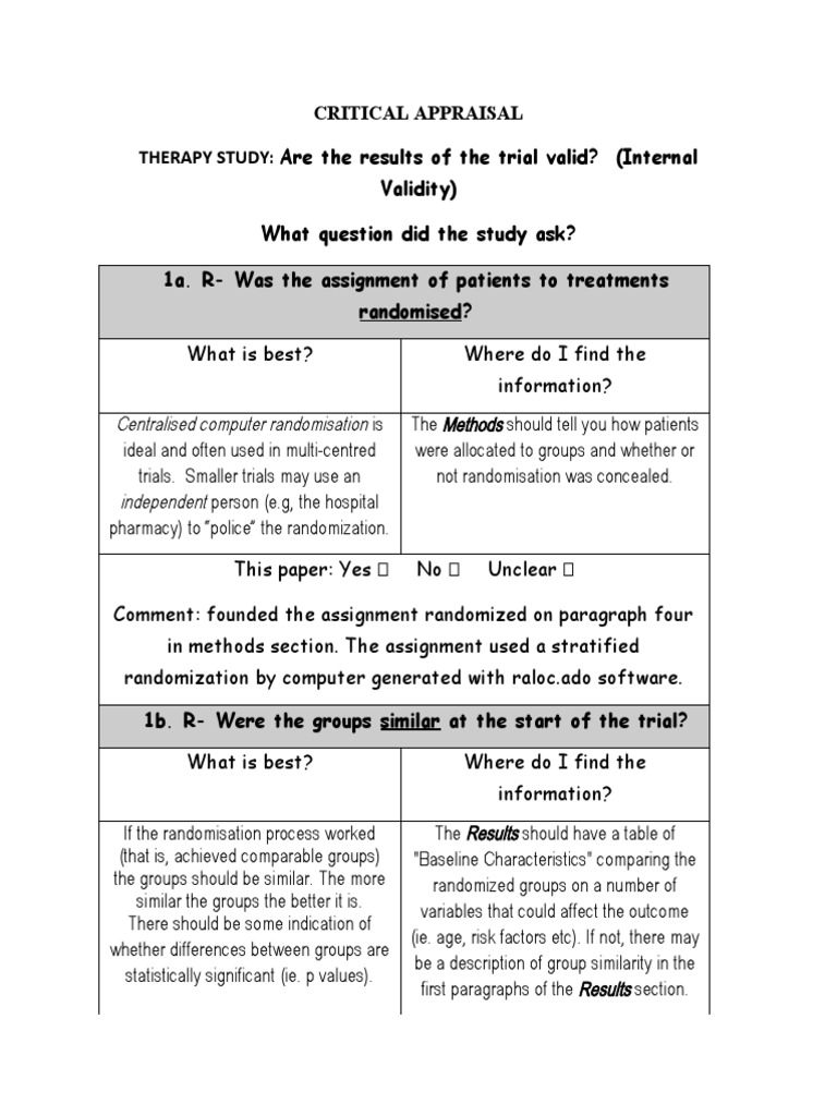 Critical Appraisal Tafa | PDF | Medicine | Randomized Controlled Trial