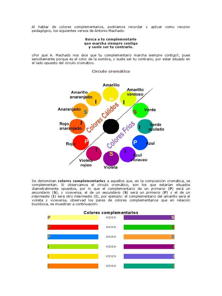 Colores Complementarios | PDF | Color | Amarillo