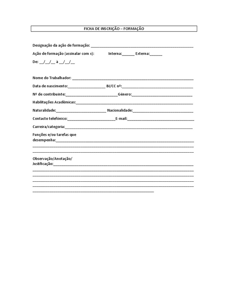 1 - Ficha de Inscrição Formandos | PDF