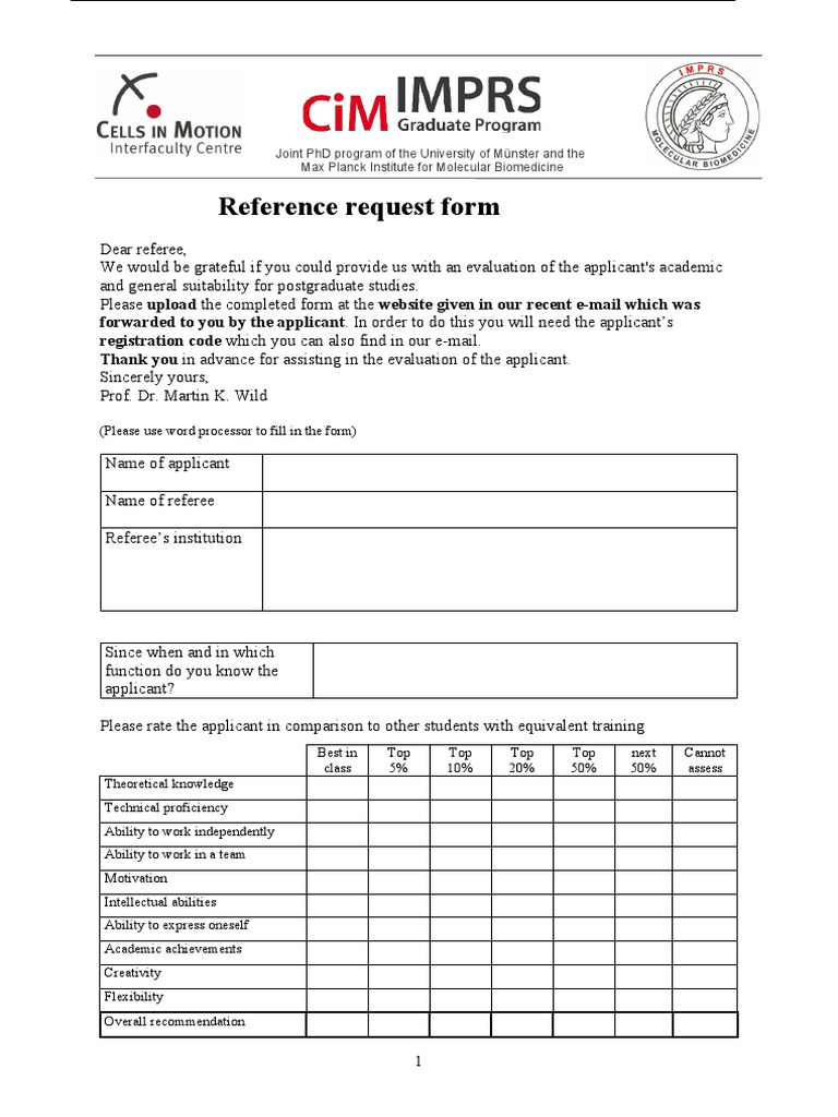 Cim-Imprs Reference Request Form 2020 | PDF