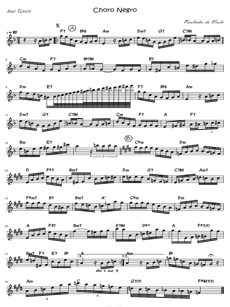 Choro Negro-Sax - Tenor | PDF