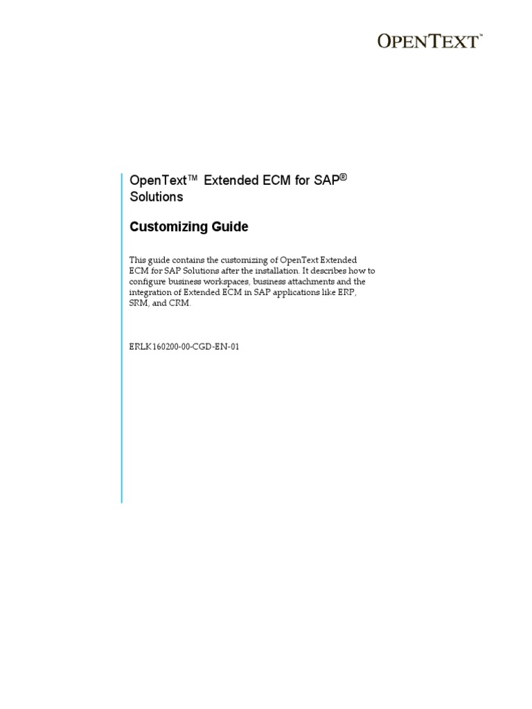 OpenText Extended ECM For SAP Solutions 16.2 - Customizing Guide ...