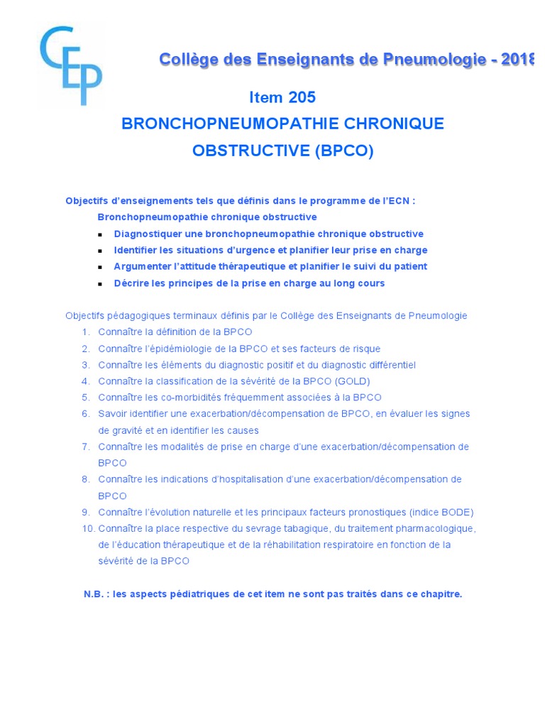 Guide Complet sur la BPCO : Diagnostic et Traitement | PDF ...