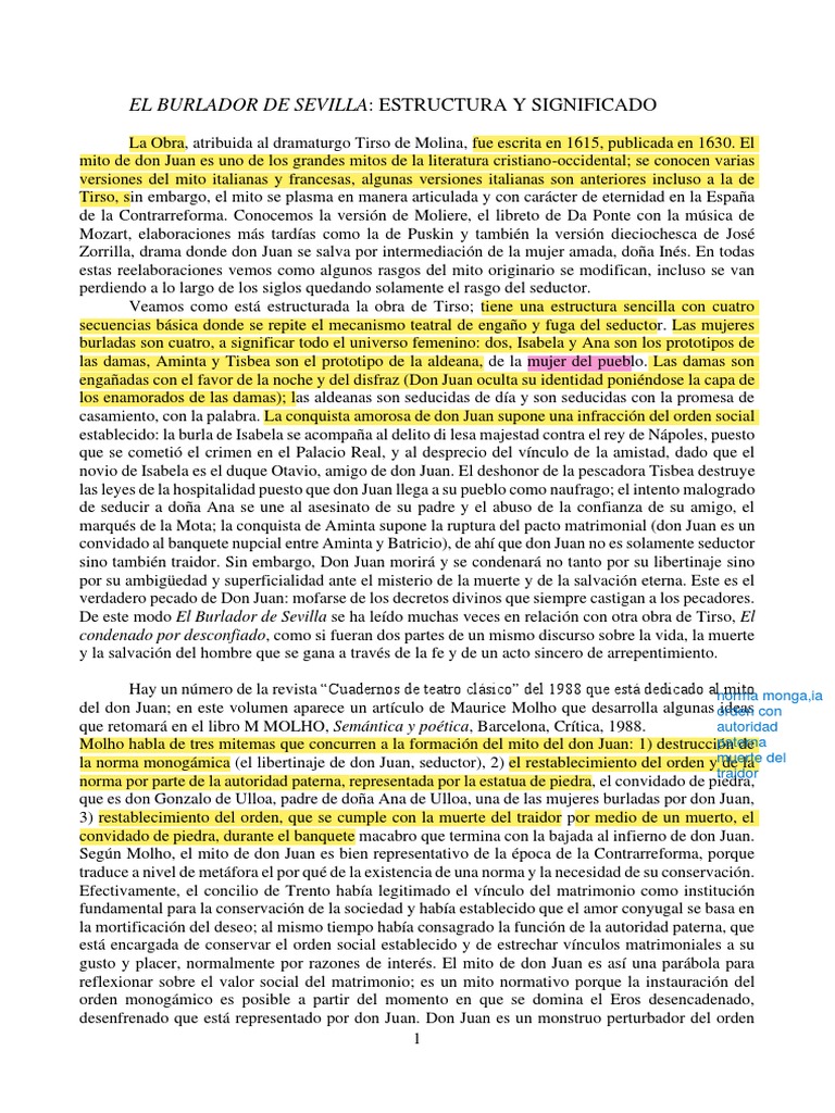 El Burlador de Sevilla | PDF | Don Juan