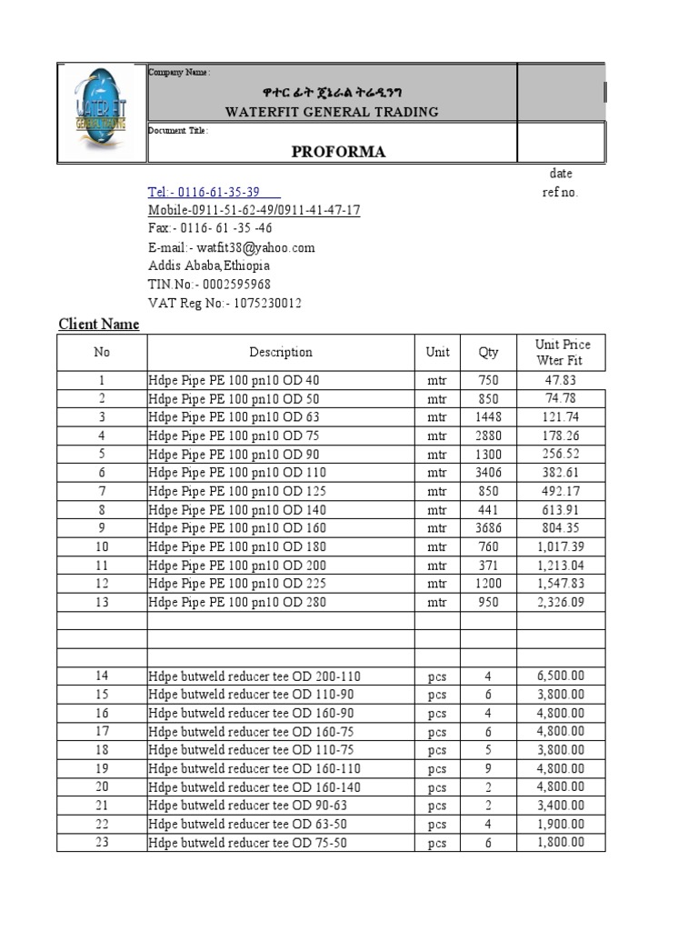 Proforma | PDF | Pipe (Fluid Conveyance) | Hydrology