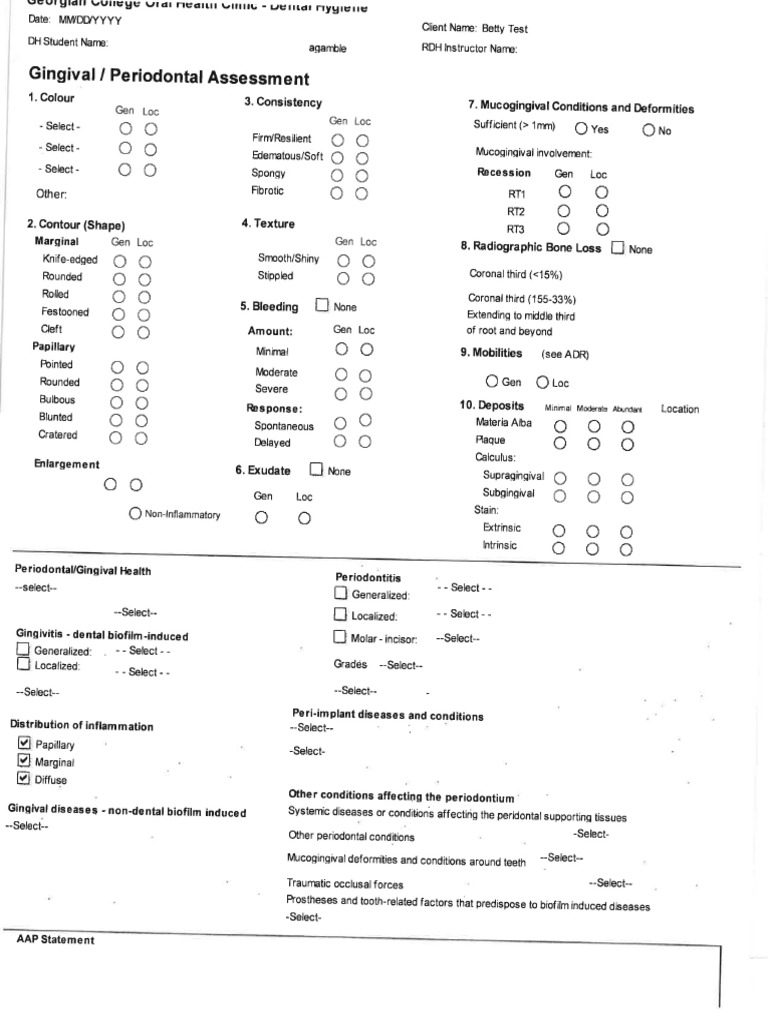 Periodontal Assessment Form | PDF