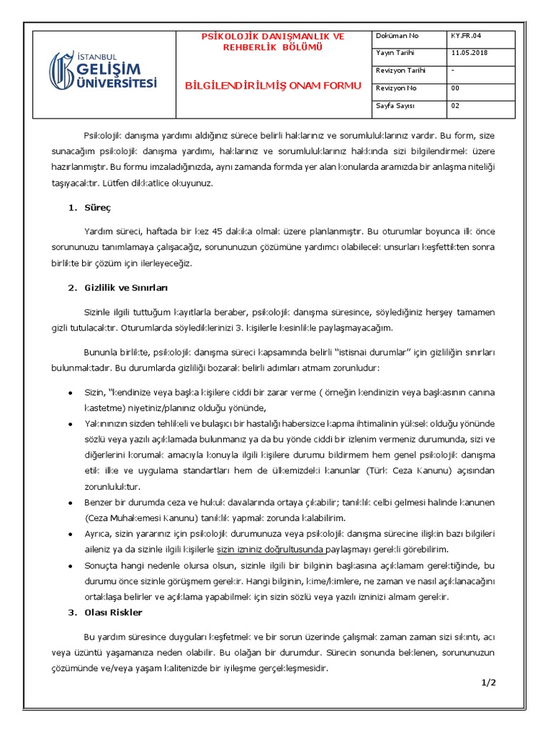 .04 Bilgilendirilmiş Onam Formu | PDF .04 Bilgilendirilmiş Onam Formu | PDF