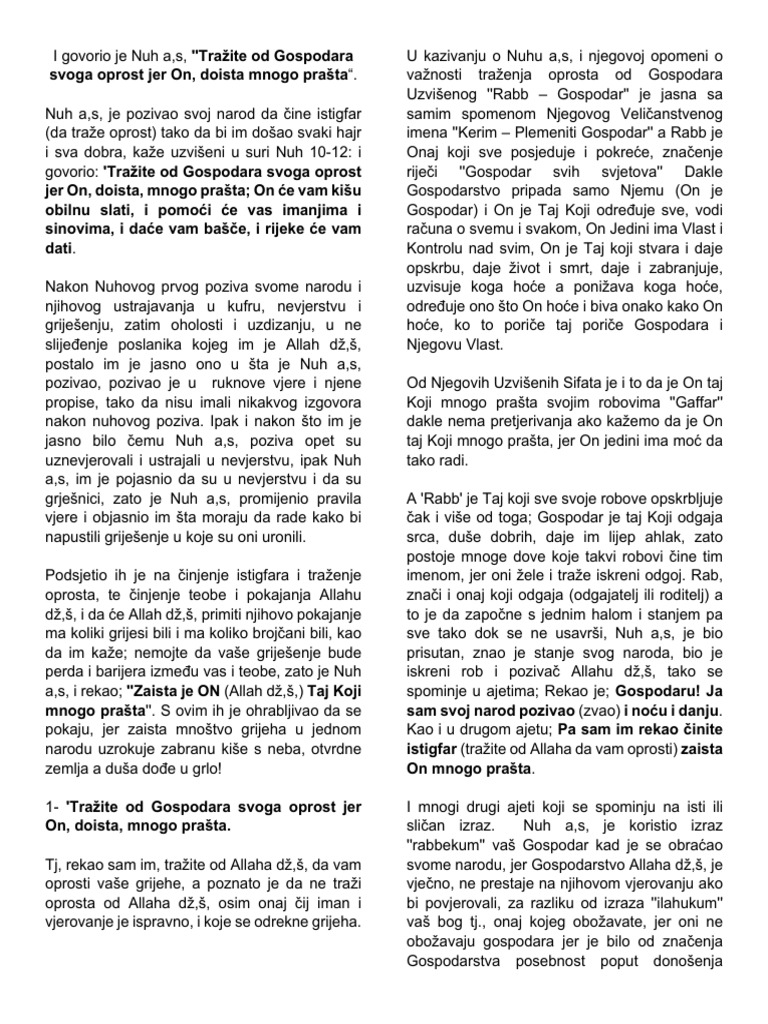 Govorio Je Nuh A S | PDF