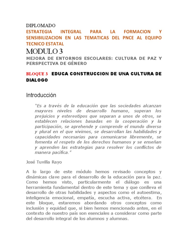 Bloque 3 M3 Pdf Inclusión Educación Aprendizaje