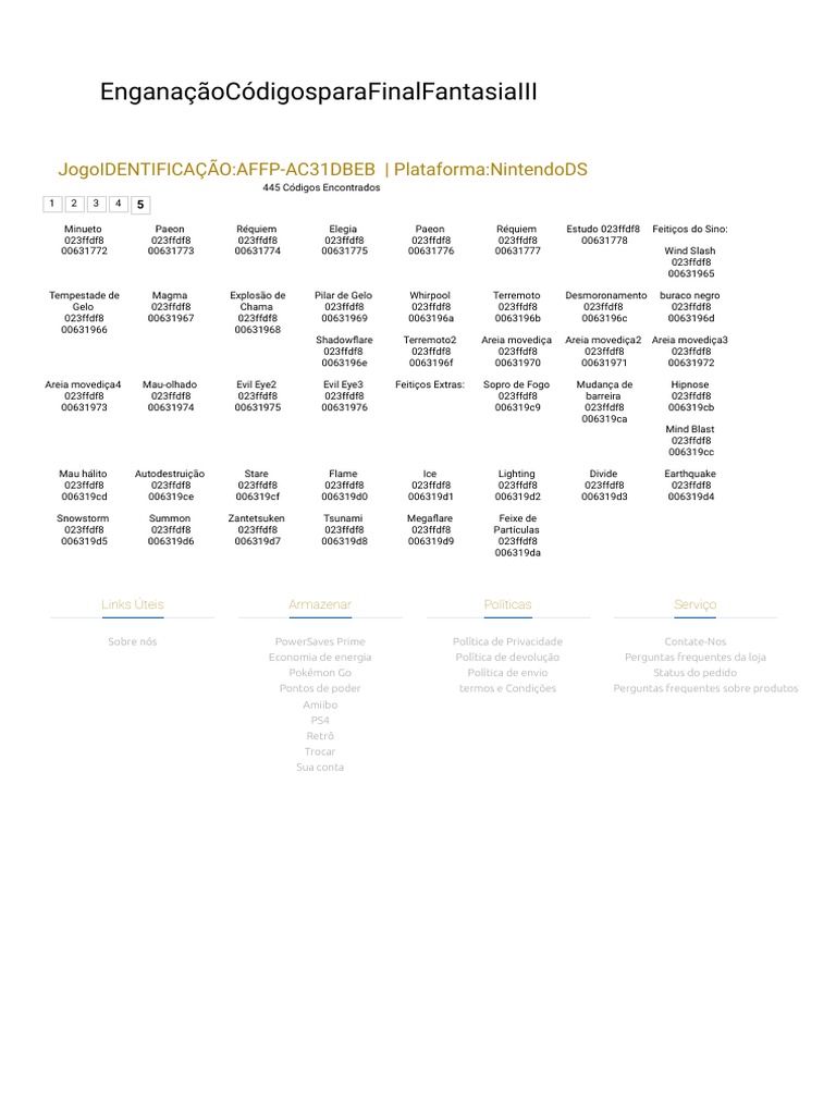 Cheat Codes para Final Fantasy III No Nintendo DS - Codejunkies | PDF ...