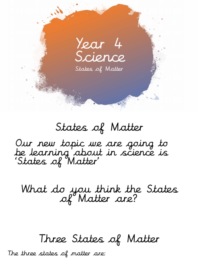 Year 4 Science States of Matter Slides | PDF | Water | Melting Point