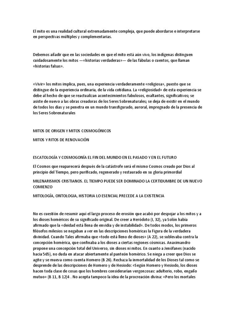 Mercia Eliade Mito y Realidad | PDF | Homero | Divinidad