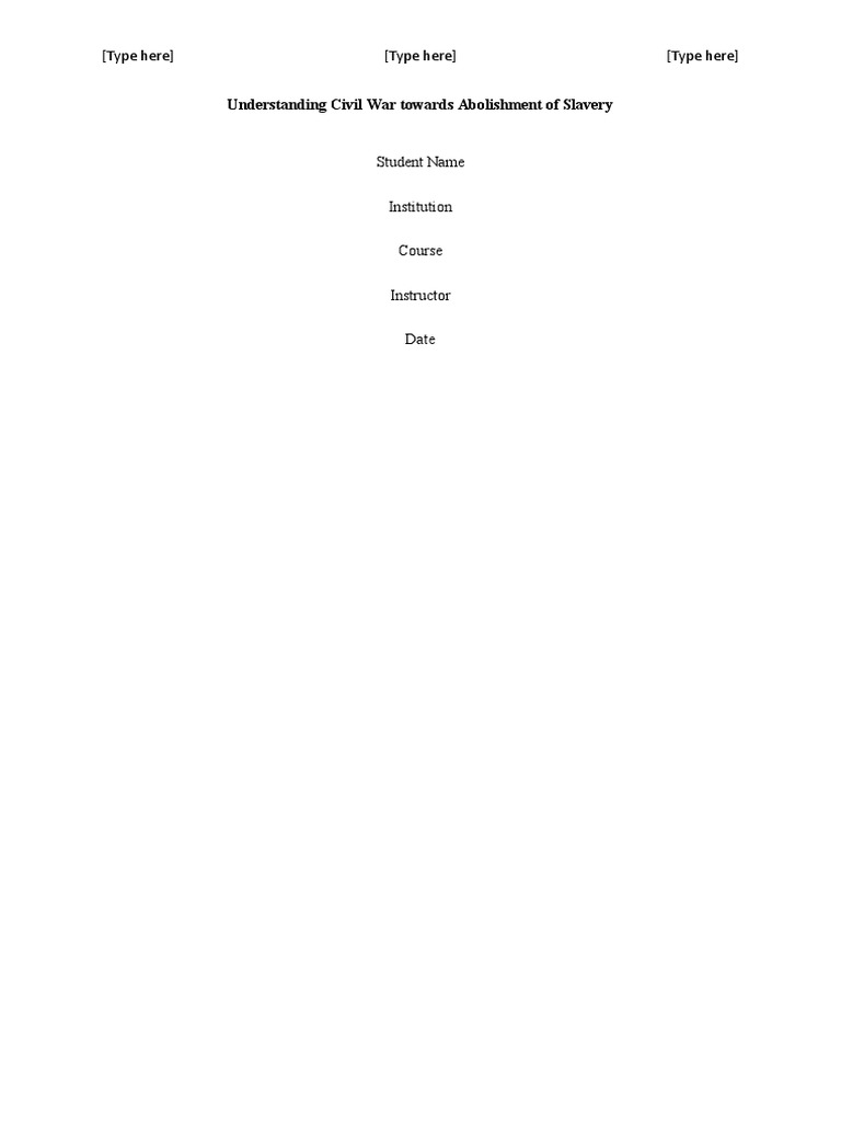 Understanding Civil War To Abolish Slavery | PDF | Slavery In The ...