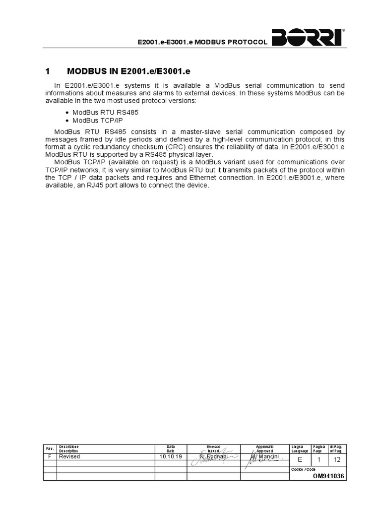 OM941036 - E2001.e-E3001.e MOD-BUS Protocol | PDF | Power Inverter ...