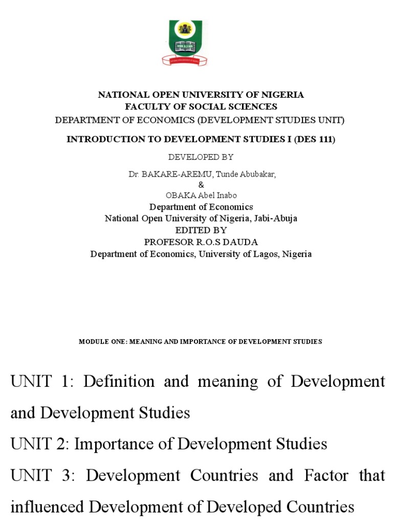 Des111 - Introduction To Development Studies | PDF | Health Care ...