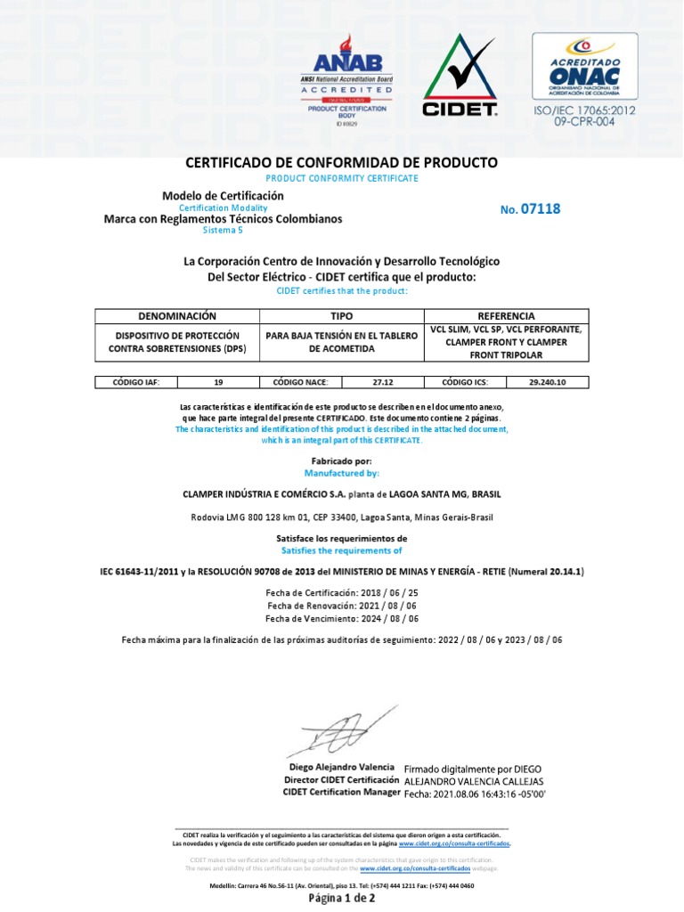 Cert Retie Clamper Ac 2021 | PDF