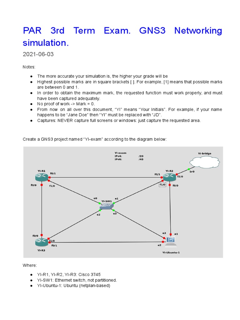 SOLVED PAR 3rd Term Exam. GNS3 Networking Simulation | Download Free PDF | Ip Address | Network ...