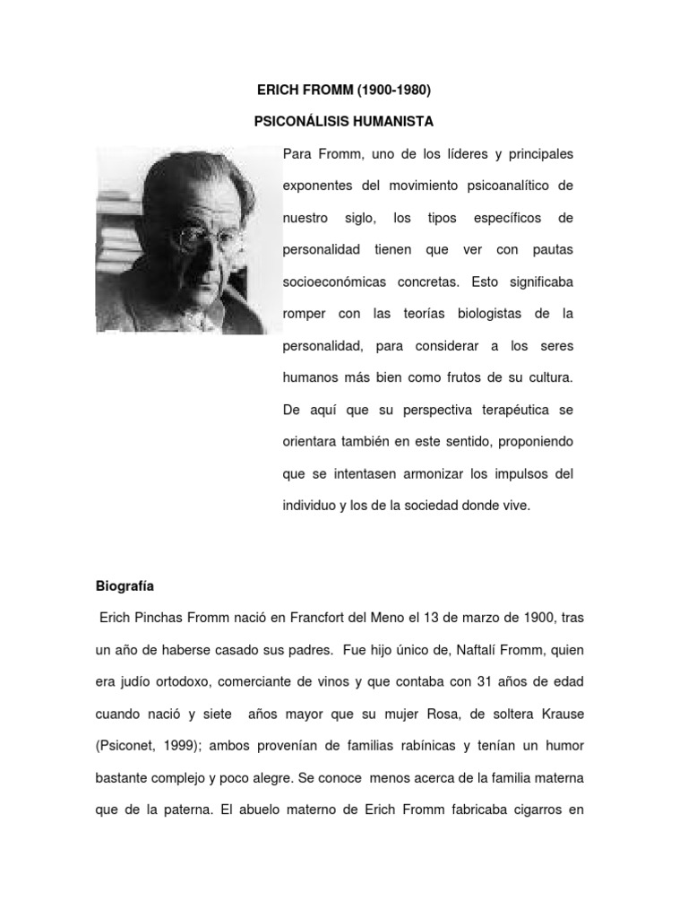 FROMM Bio e His | PDF | Erich Fromm | Amor