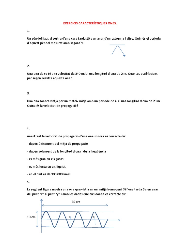 Exercicis Càlcul Característiques Ones | PDF