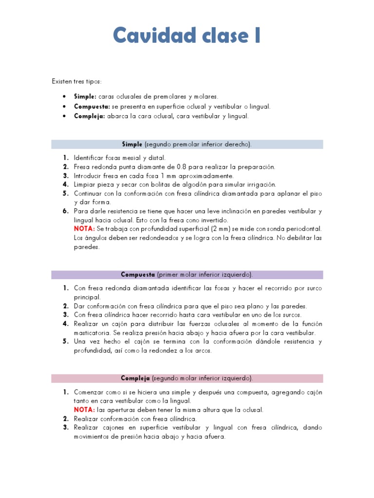 Tipos de Cavidades Clase I en Odontología | PDF | Hogar, jardinería y ...